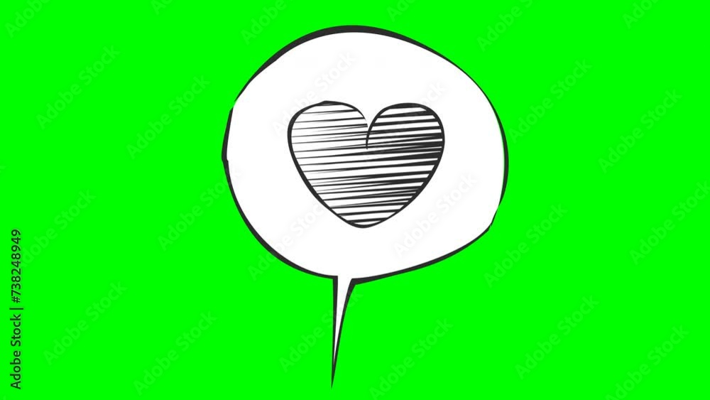 Appearance of a comic bubble in black and white with a beating heart on ...