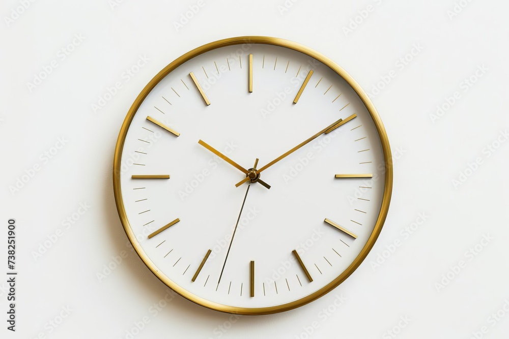 Wall clock Minimalist design Isolated on white Symbolizing time ...