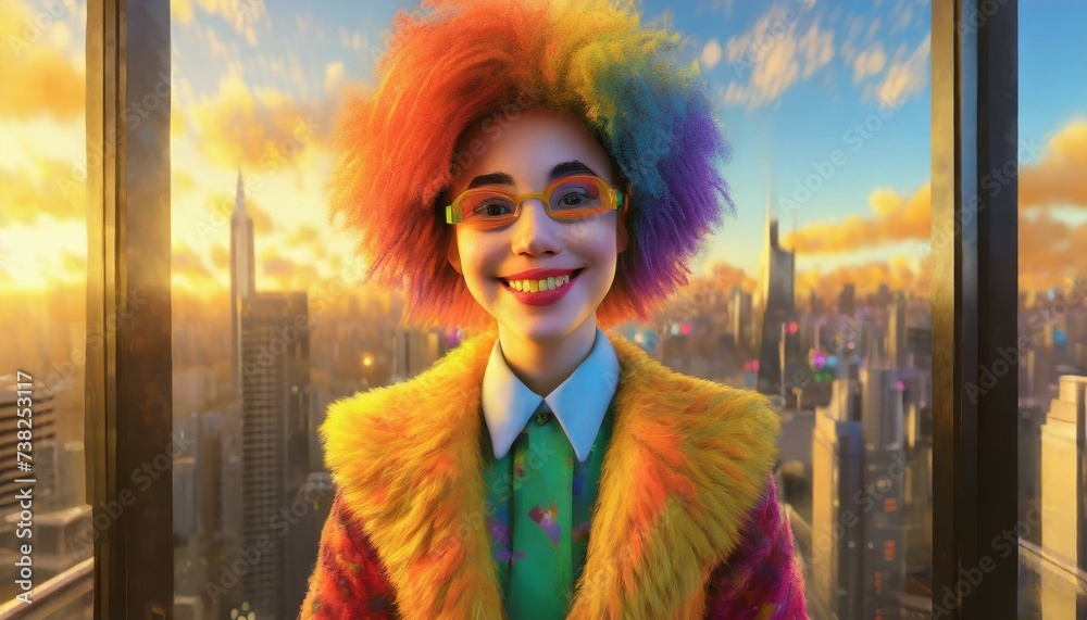 Colourful illustration of the office joker dressed as a clown, could ...