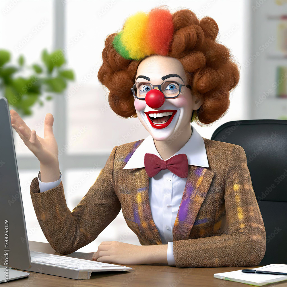 Colourful illustration of the office joker dressed as a clown, could ...