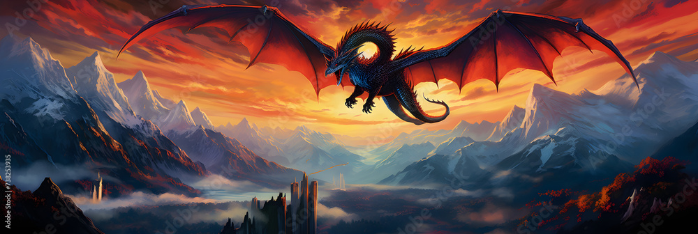Magnificent Dragon Soaring in Azure Sky: A Sublime Interweaving of Myth ...