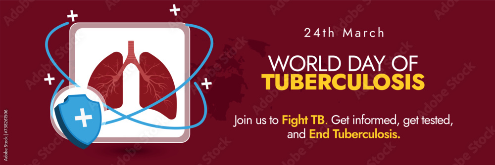 World Tuberculosis day. March 24th, World Tb day awareness, celebration cover banner in dark ...