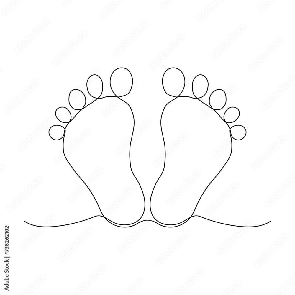 baby legs Baby foot print in one line style. Hand drawing.hand drawn ...