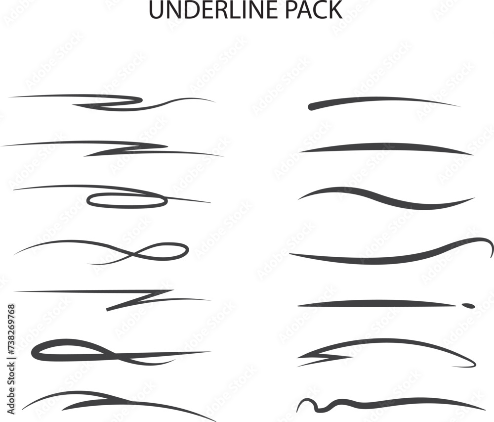 Set of hand drawn underline vector icons. Editable vector illustration ...