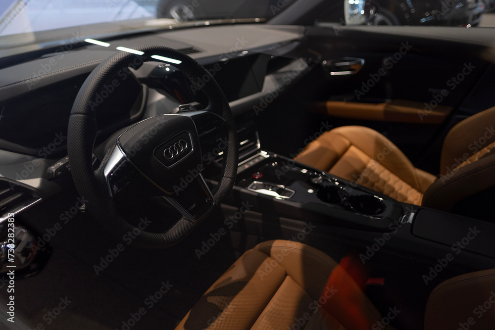 Interior new electric Luxury Electric Car Audi e-tron GT, digital ...