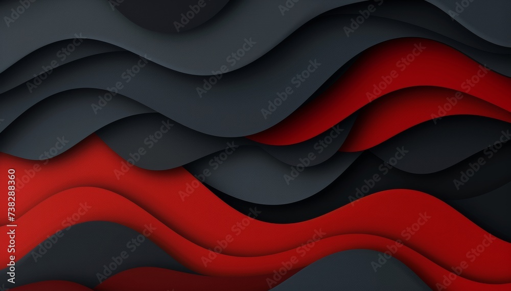 Dark matte color palette abstract 3d wavy smooth background in black ...