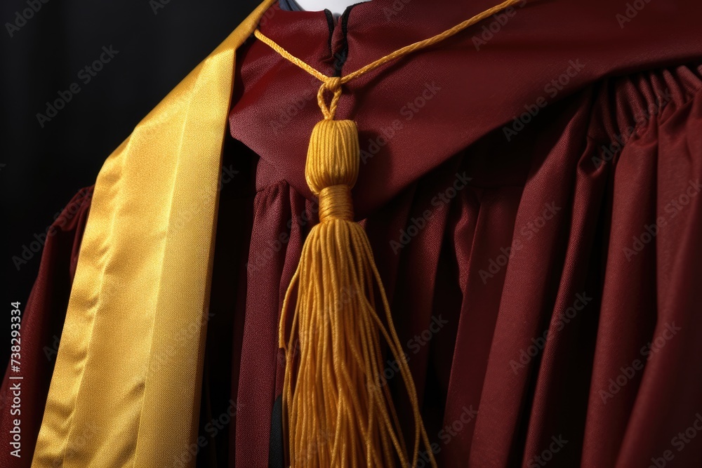 Detailed image of a graduation gown draped elegantly, highlighting the ...