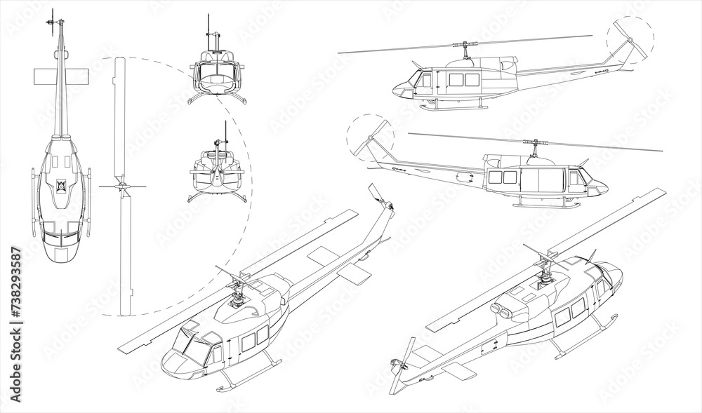Combat military helicopter us army. Fighting vehicle during the Vietnam ...