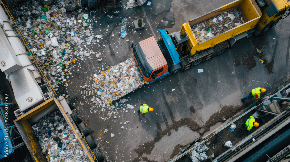 A vibrant yellow truck adds to the pollution of the bustling city ...