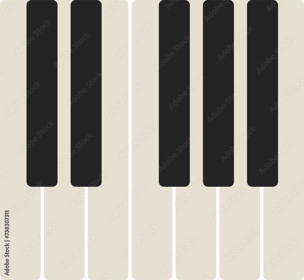 Piano keyboards illustrations. Various angles and views on transparent ...