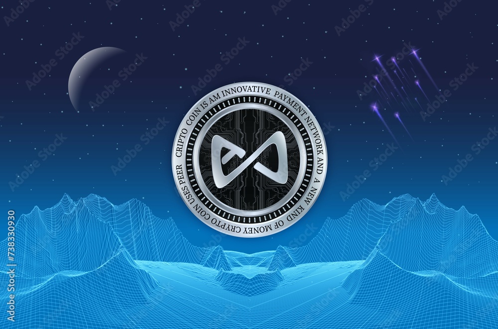 axie infinity-axs virtual currency image in the digital background. 3d ...