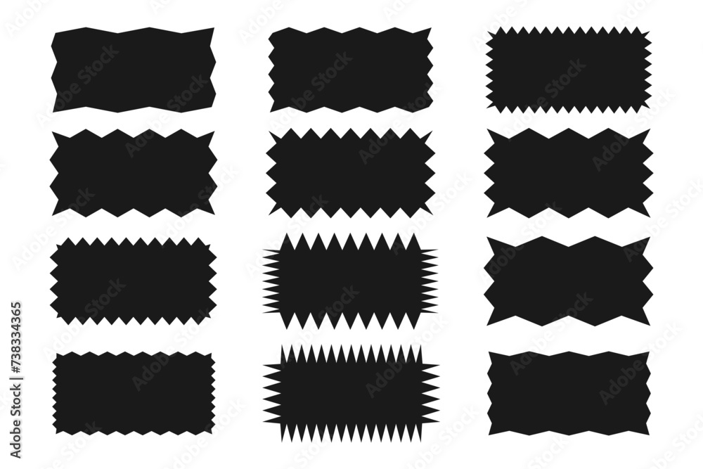 Serrated rectangle with zig zag edge. A set of uneven zigzag ...