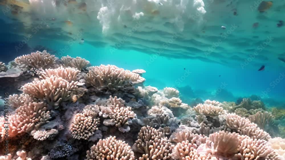 underwater perspective of a vibrant coral reef ecosystem in the ocean ...