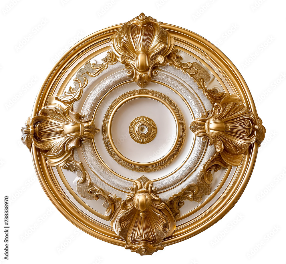 gold ornate ceiling medallion isolated on white transparent background ...