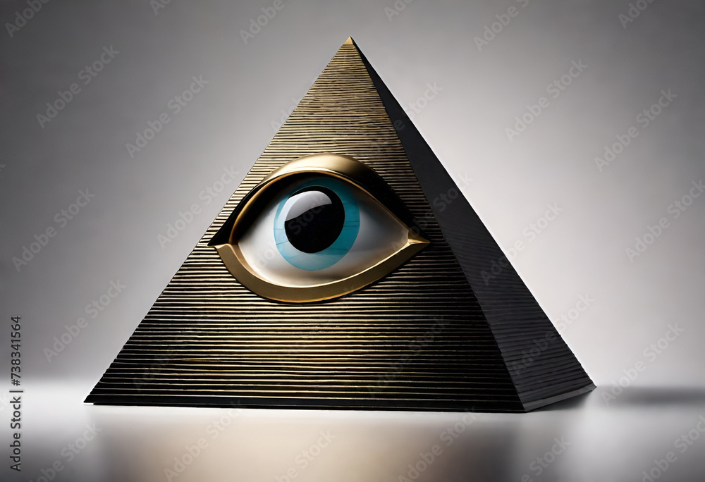 pyramid with one eye on it, freemasons symbol on minimal background ...
