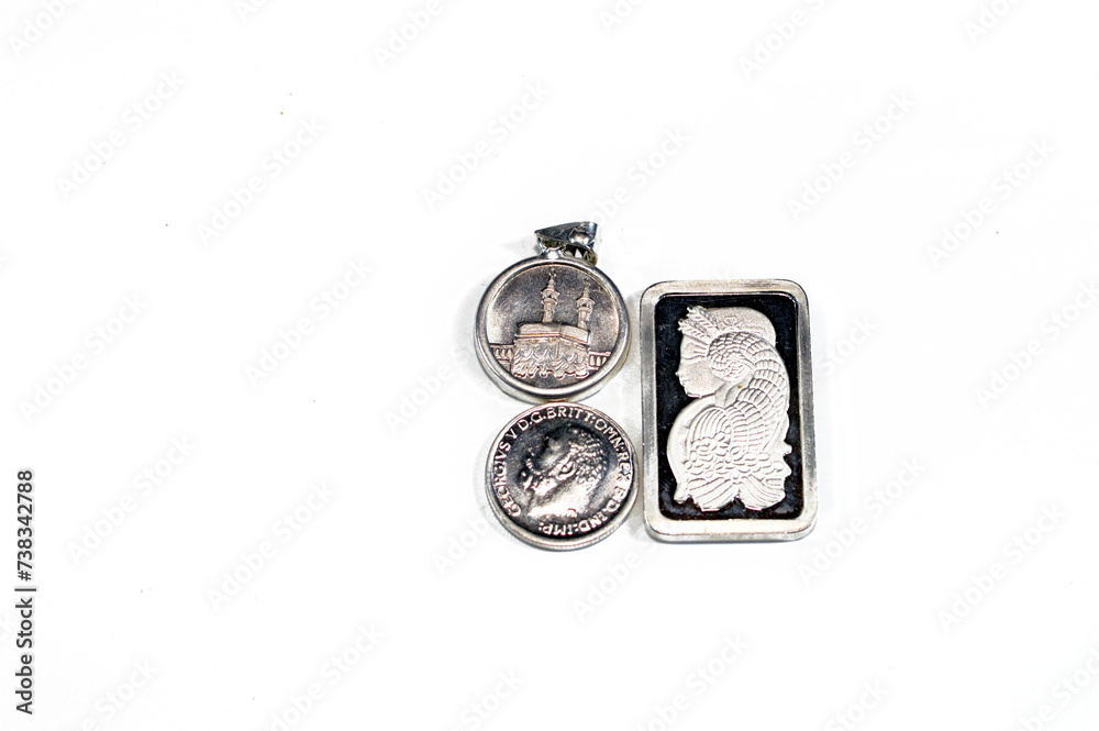 Silver precious metal ounce bar of pure silver, Islamic pound features ...