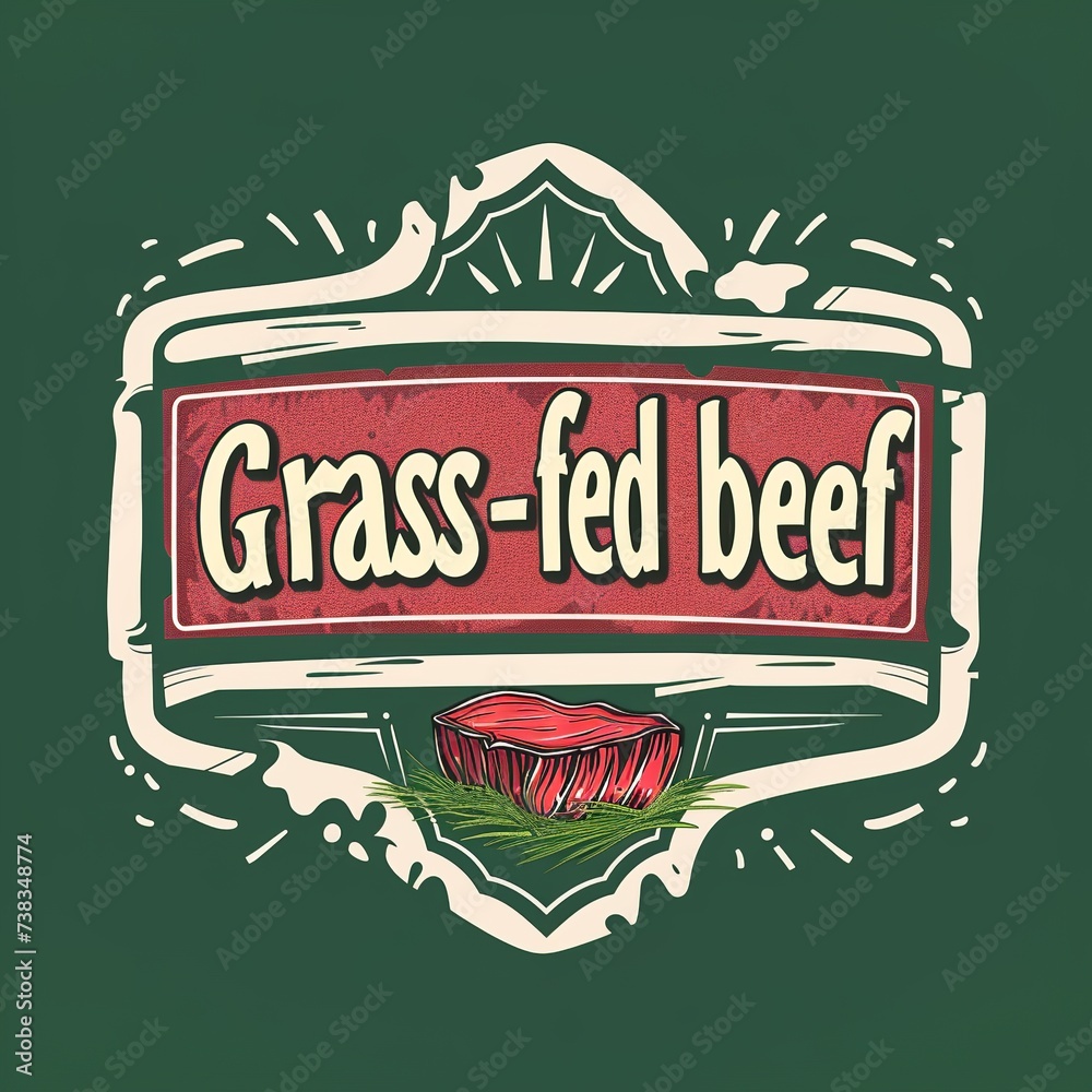 grass fed beef text for label, logo or meat commercial background Stock ...