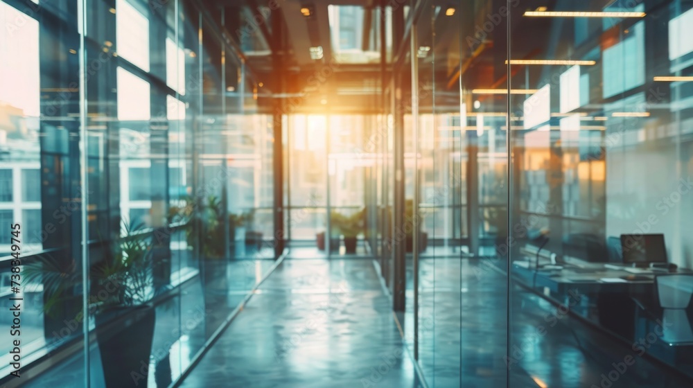 A solitary figure navigates the transparent glass hallway, bathed in ...