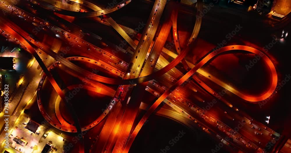 Yellow and orange lamps lighting the highways and freeways in the ...