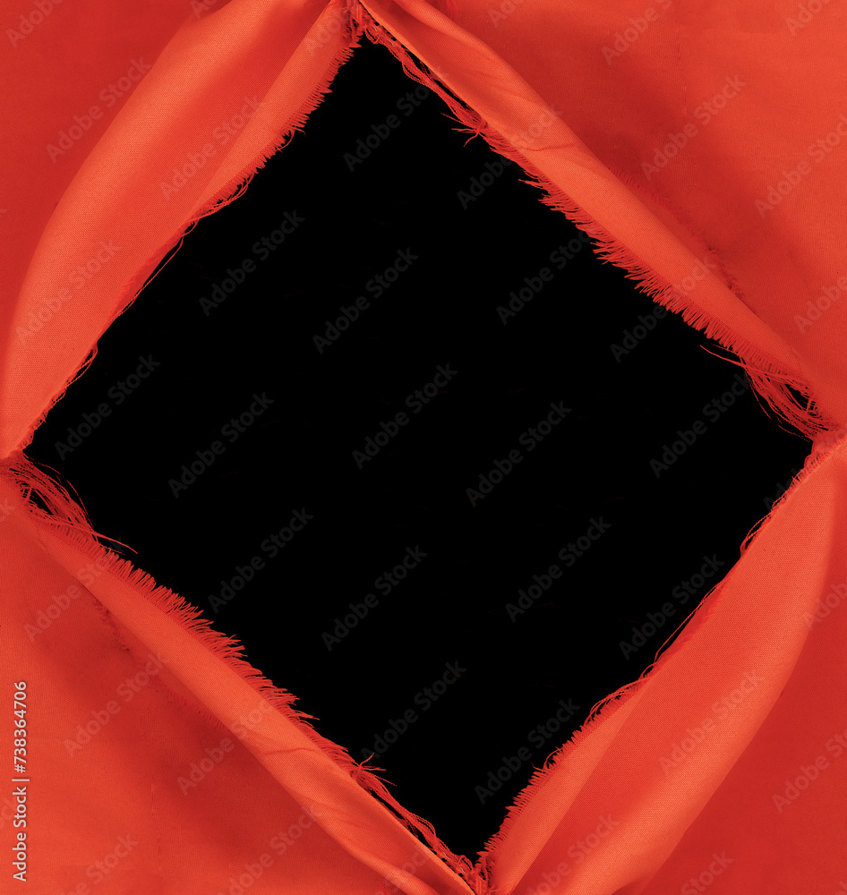 Texture of an old ragged cloth with empty copy space, orange fabric ...