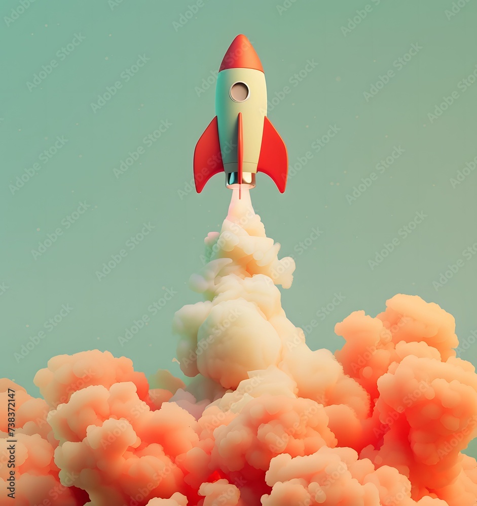 Rocket Blastoff, Animated GIF with Cartoon Background and Vibrant Fire ...