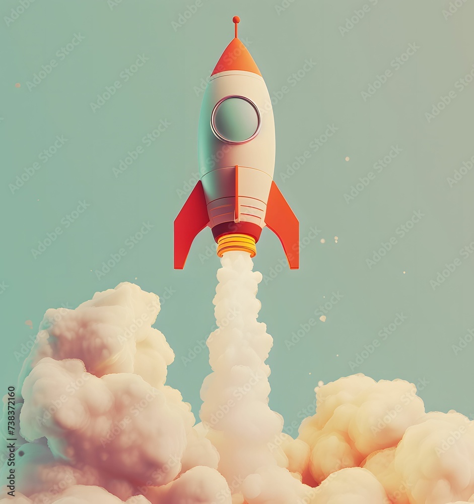 Rocket Blastoff, Animated GIF with Cartoon Background and Vibrant Fire ...