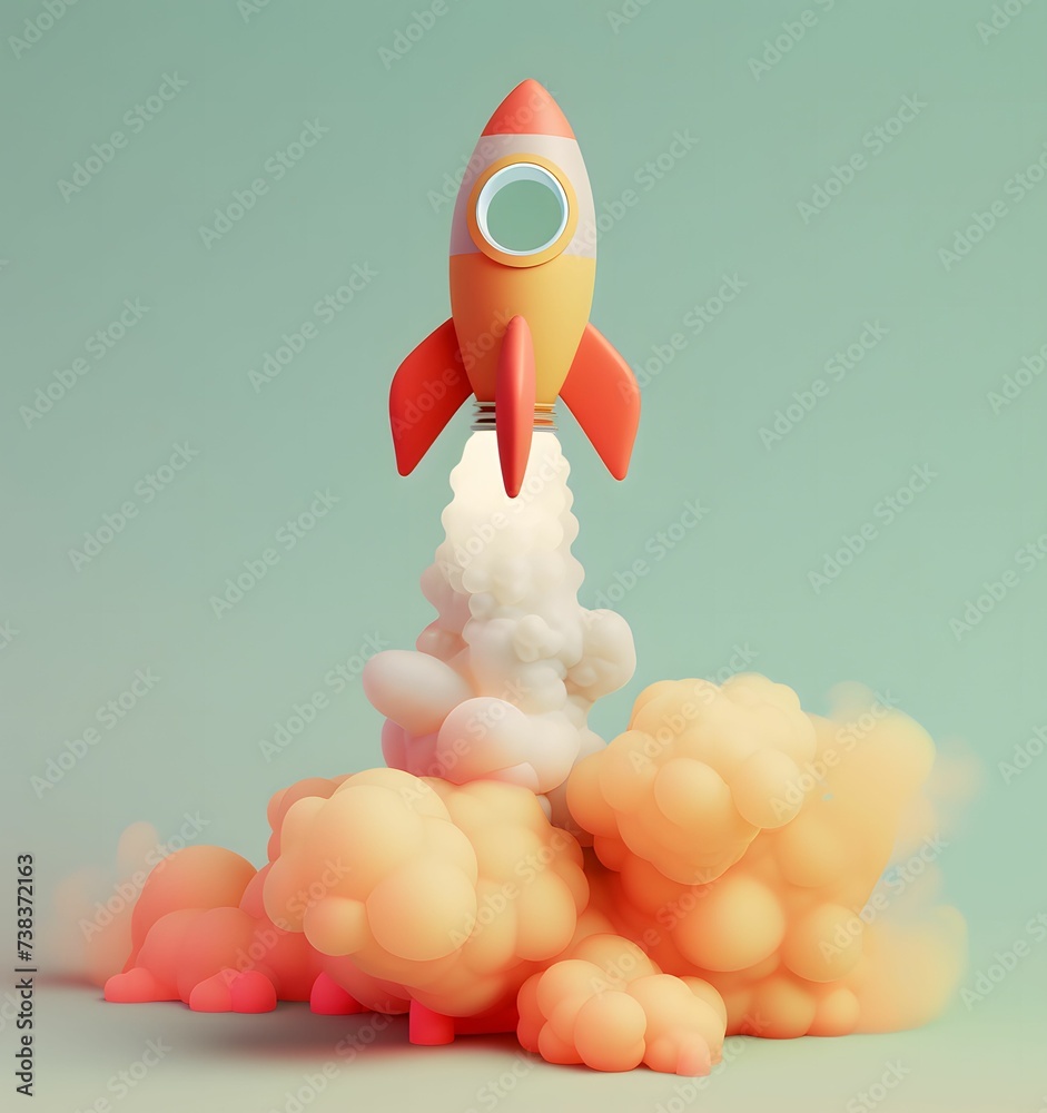 Rocket Blastoff, Animated GIF with Cartoon Background and Vibrant Fire ...