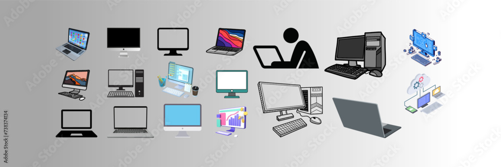 Pack of 18 Icons Set of Computer. Enhance Your Designs Comprehensive ...