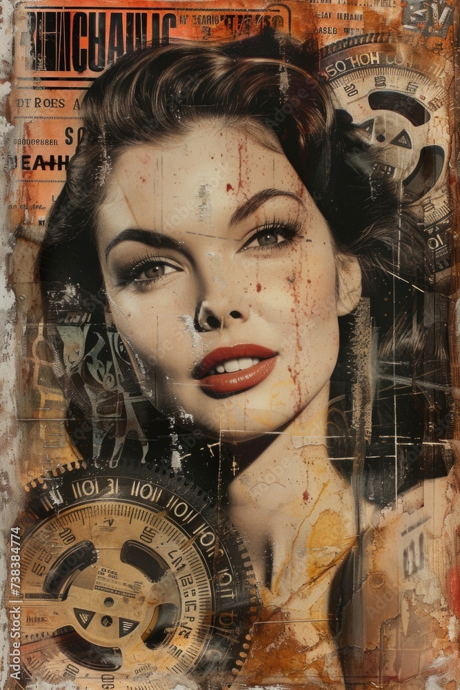 Classic Hollywood Glamour Collage: Starlet Portraits with Vintage Film ...