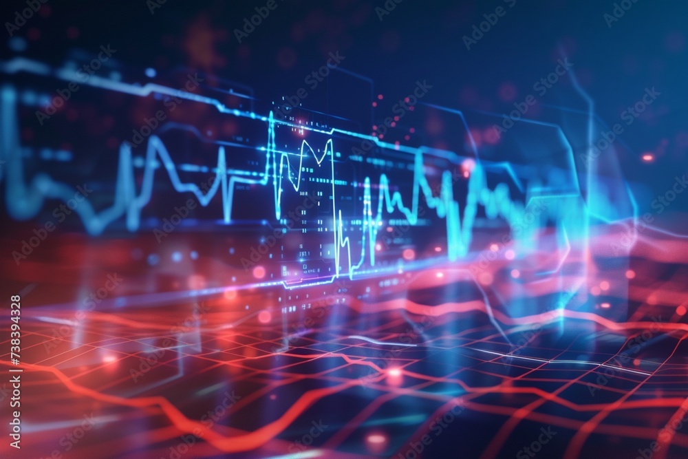 Heartbeat line transforming into a digital AI code, AI role in real ...