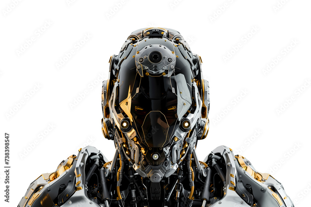 Front View of a Realistic Exoskeleton Cyborg male face PNG isolated on ...