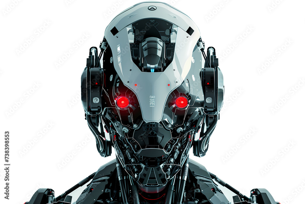 Front View of a Realistic Exoskeleton Cyborg male face PNG isolated on ...