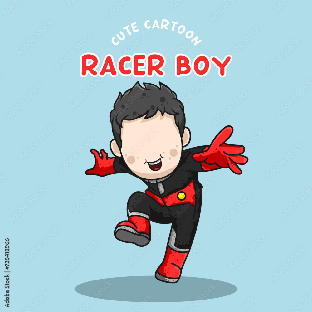 Cute cartoon character racer boy vector illustration Stock Vector ...