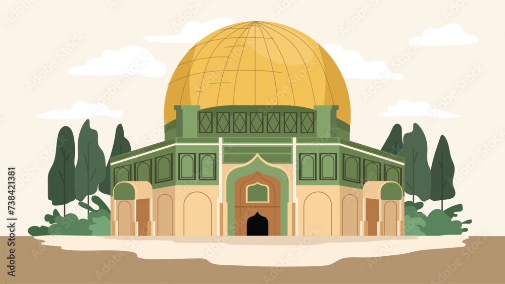 Vector Illustration of majestic Al-Aqsa Mosque and its iconic golden ...