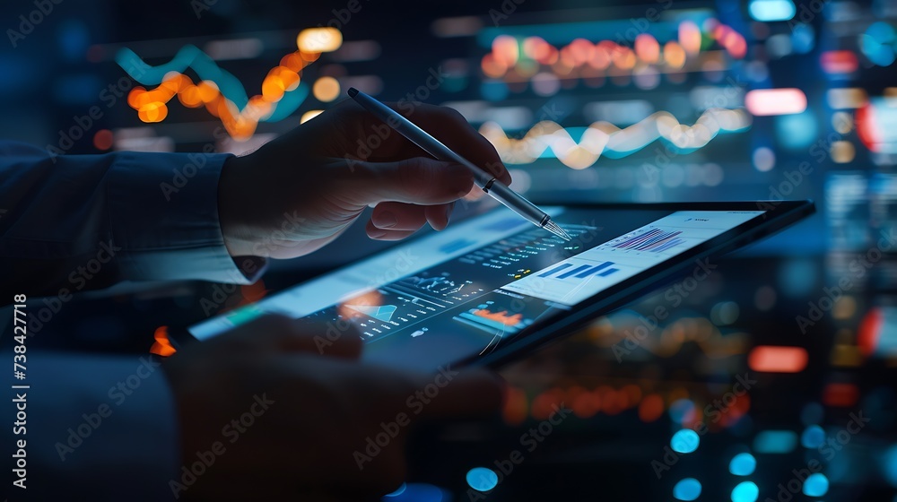 Investment department working process.Photo finance manager showing ...