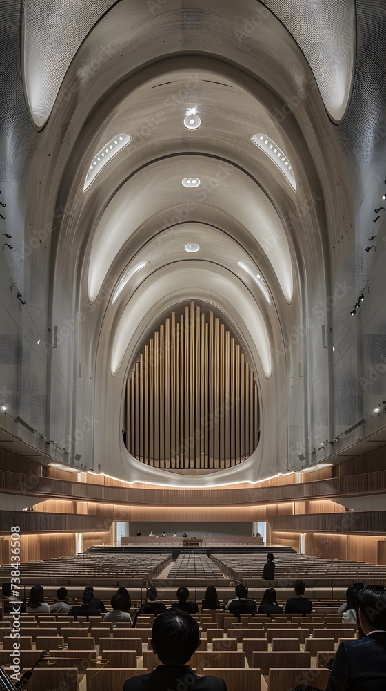 inside of a large concert hall with people sitting in front Stock Photo ...