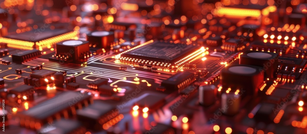 Concept image of cutting-edge computer chip technology with ultra high ...