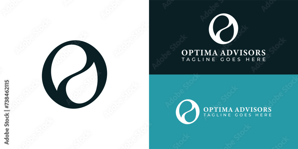 Abstract initial letter O or OO logo in deep green color presented with ...