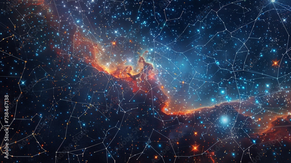 a detailed star chart with constellations and celestial bodies ...