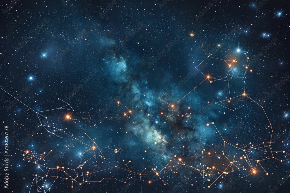 a detailed star chart with constellations and celestial bodies ...