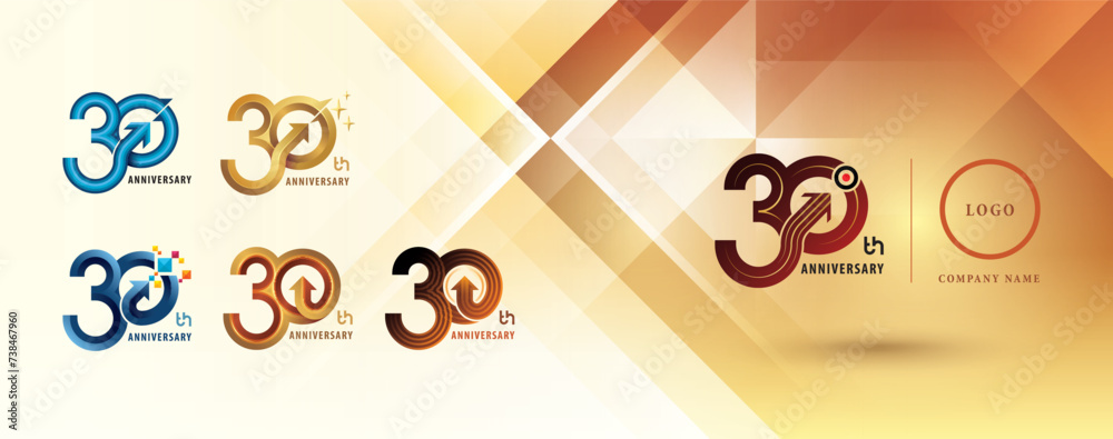 30th Anniversary logo design set, Thirty years Celebrate Anniversary ...