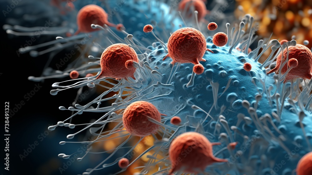 labeling of the anatomical structure of the corona virus when magnified ...