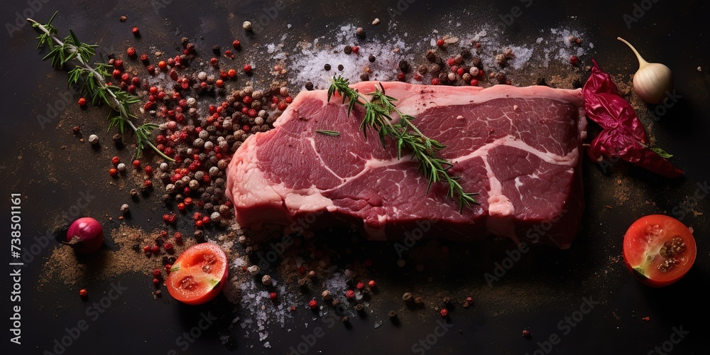 slices of roast beef on a fresh red table, processed roast beef and so ...