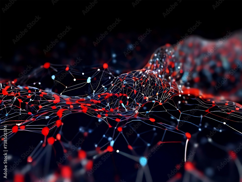 Big data analytics AI technology. Neural network and artificial intelligence analyzing complex ...