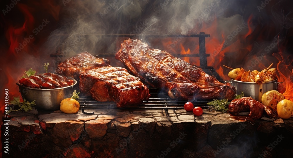 slices of roast beef on a fresh red table, processed roast beef and so ...