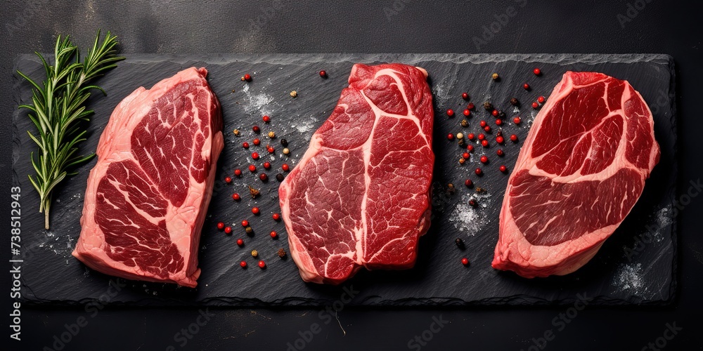 slices of roast beef on a fresh red table, processed roast beef and so ...