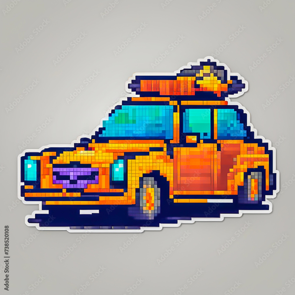 Pixel art car on white background. vector illustration. Stock ...