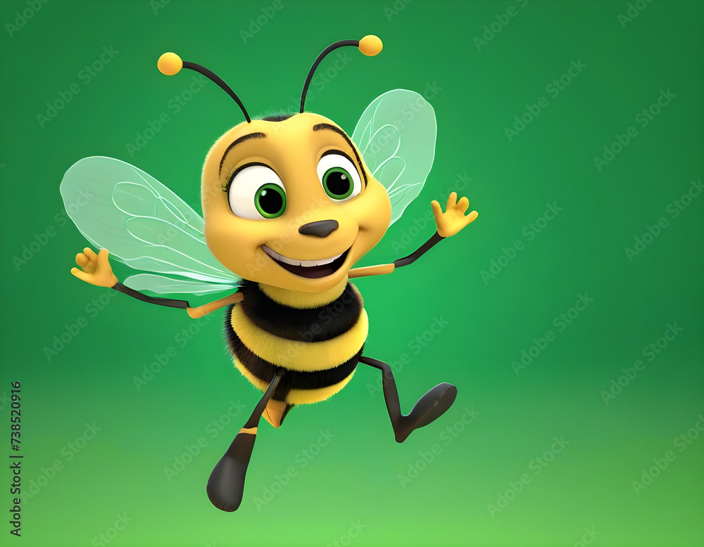 Create a lively and engaging loop animation of a cartoon bee flying ...