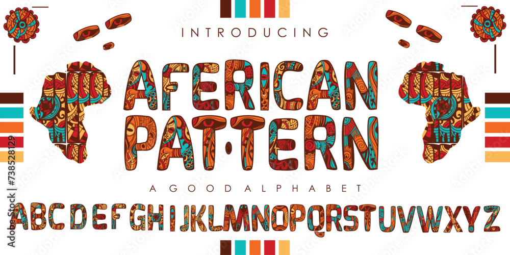 AFERICAN Traditional Pattern font alphabet with the effect of Tribal ...