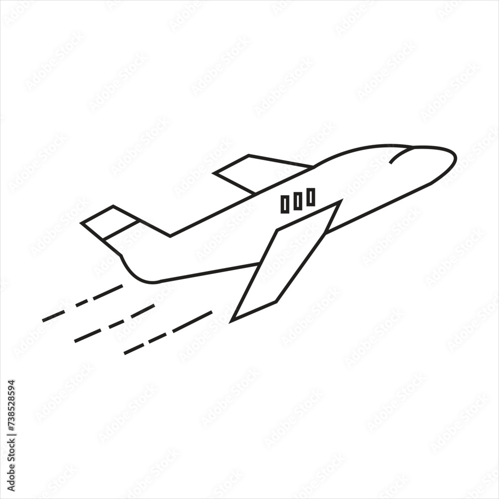 Continuous line drawing of aircraft flight routes and airport ...